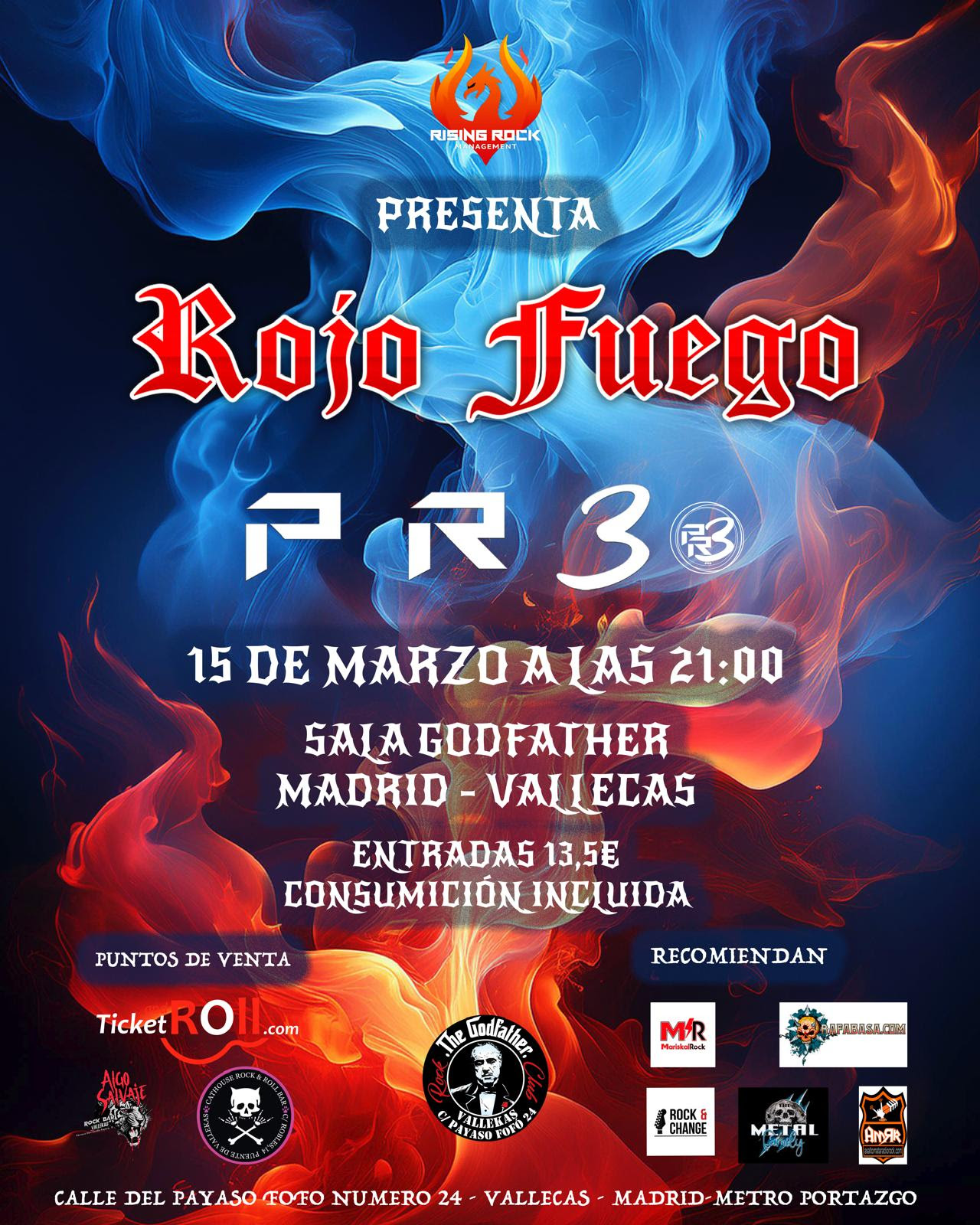 ROJO FUEGO y PR3 en directo este sábado 15 de marzo - Metal Korner